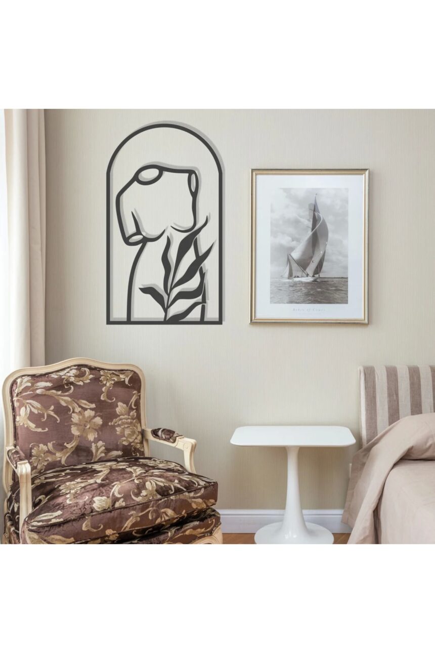 Kadın & Yaprak Temalı Dekoratif Ahşap MDF Tablo - AHWALL E-Ticaret Platformu